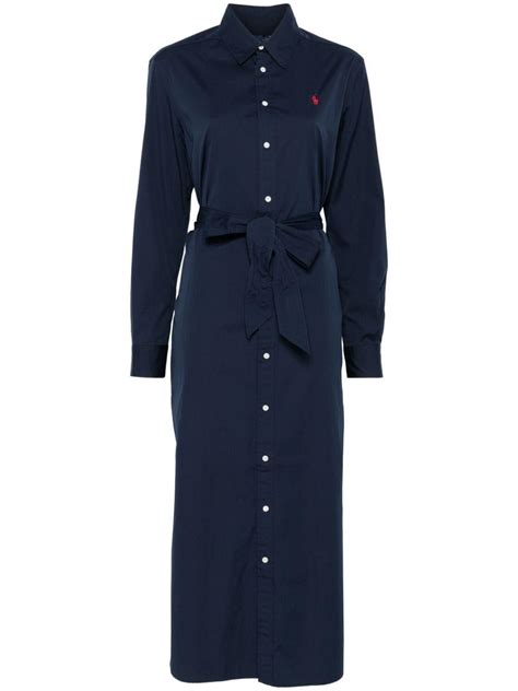 Polo Ralph Lauren Belted Midi Shirt Dress In Blue Lyst