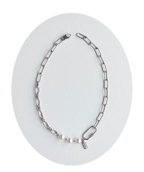 볼드 진주 클립 체인 목걸이 감도 깊은 취향 셀렉트샵 29cm