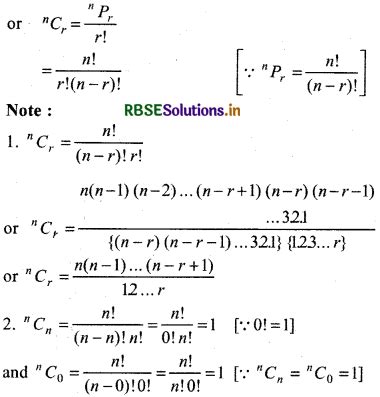 RBSE Class Maths Notes Chapter Permutations And Combinations