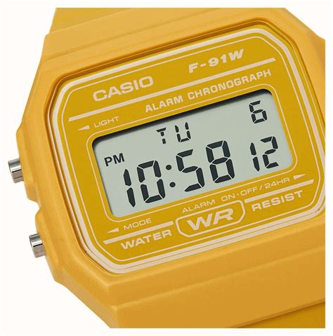 Casio Vintage F 91w 35 2mm Digital Dial Mustard Yellow Resin F 91wc