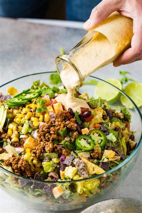Chopped Tex Mex Ground Beef Taco Salad Oh Sweet Basil Recipe Salad Recipes Delicious