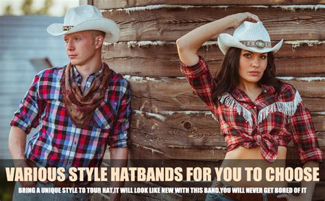 Amazon RainFlowwer 10 PCS Hat Band For Womens Cowboy Hat Mens