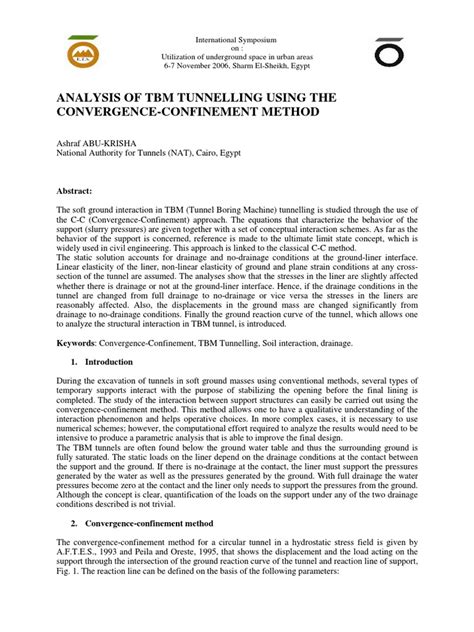 Convergence Confinement Method Pdf Plasticity Physics Tunnel