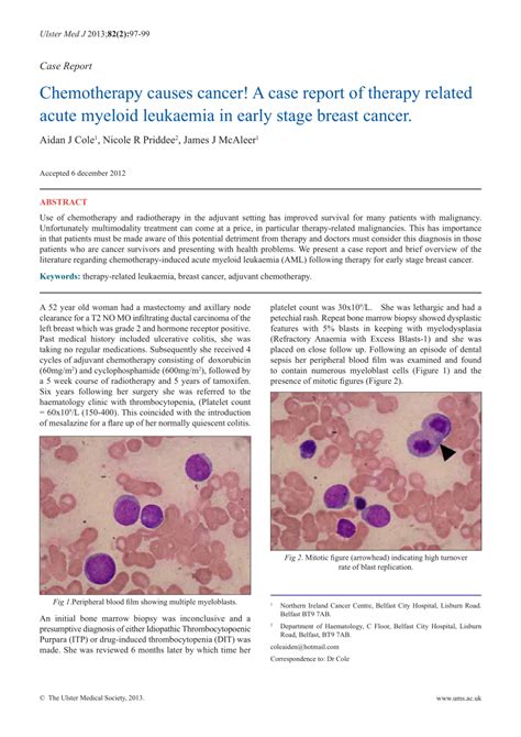 Pdf Chemotherapy Causes Cancer A Case Report Of Therapy Related