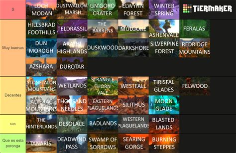 World Of Warcraft Classic Zones Tier List Community Rankings Tiermaker