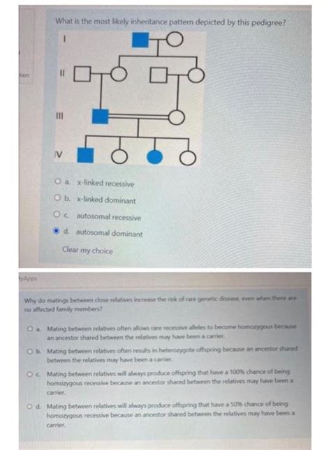 [solved] what is the most likely inheritance pattem depict