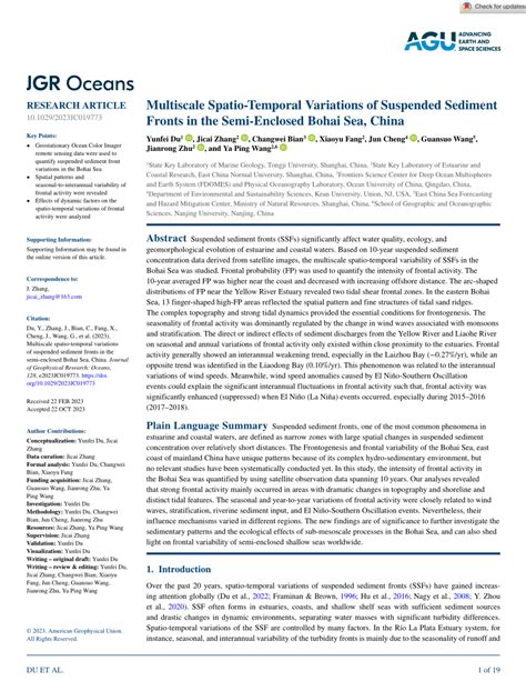 Pdf Multiscale Spatio‐temporal Variations Of Suspended Sediment