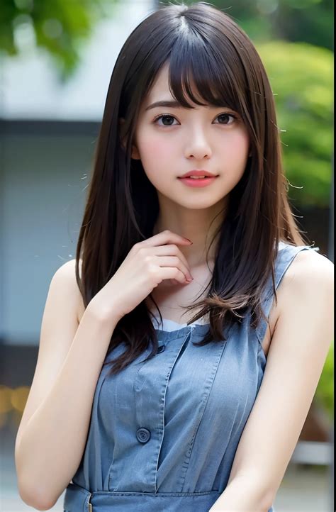 A Close Up Of A Woman In A Blue Dress Posing For A Picture Seaart Ai