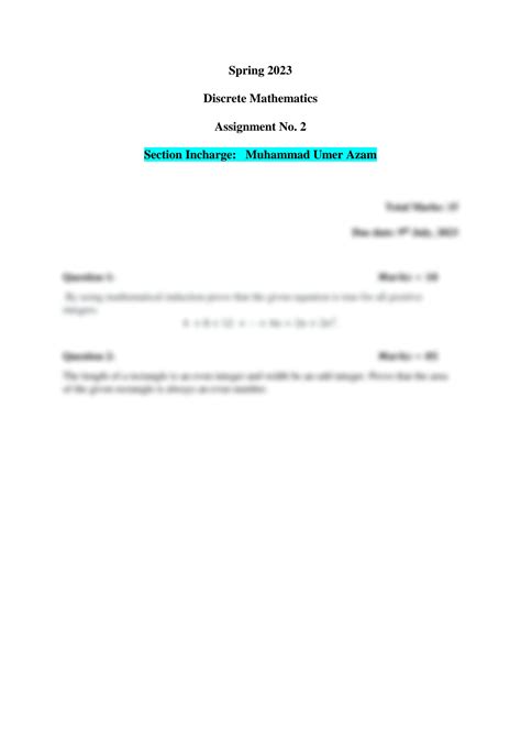 SOLUTION Mth202 Assignment 2 Section Incharge Muhammad Umer Azam