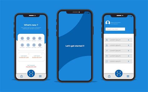 Premium Vector Online Banking Blue Design Elements Kit For Mobile App