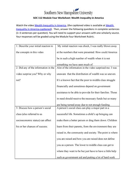 4 1 Worksheet Soc Assignment Soc 112 Module Four Worksheet Wealth