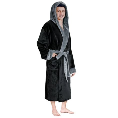 Pavilia Mens Robe Hooded Soft Robe For Men Warm Bathrobe For Men With