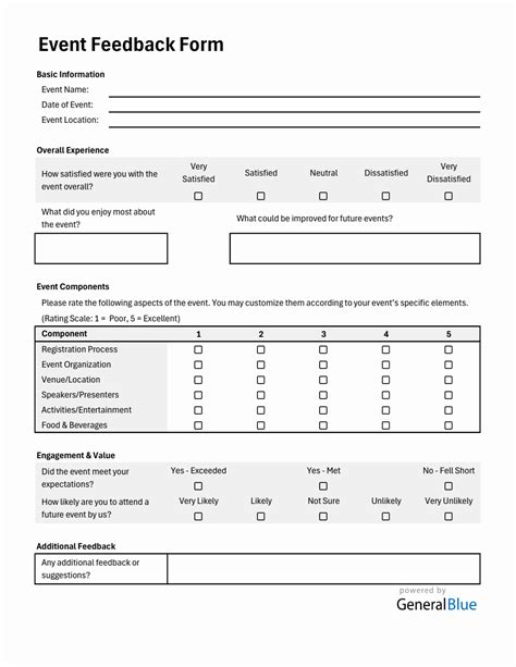 Free Pdf Event Feedback Templates