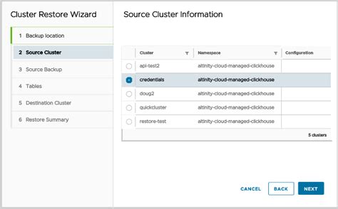 The Cluster Restore Wizard Altinity® Documentation