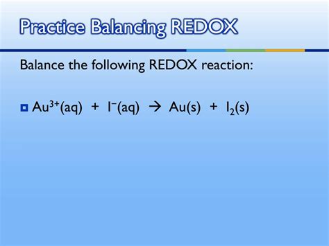 Ppt Balancing Redox Equations Powerpoint Presentation Free Download Id