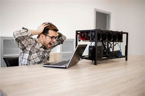 Premium Photo Programmer Working On His Cryptocurrency Mining Rig