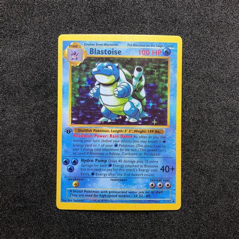 Holo Blastoise Base Set 1st Edition Shadowless Pokemon Card Etsy