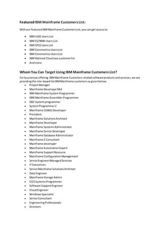 IBM Mainframe Customers List DOCX