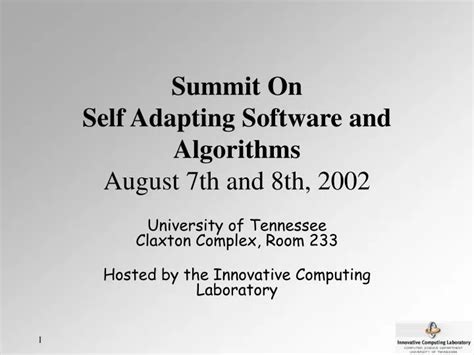 ppt summit on self adapting software and algorithms august 7th and