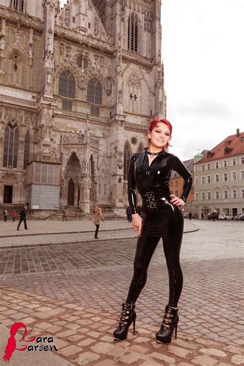 Lara Larsen Walking Around The City In Pvc Outfit 12 Photos