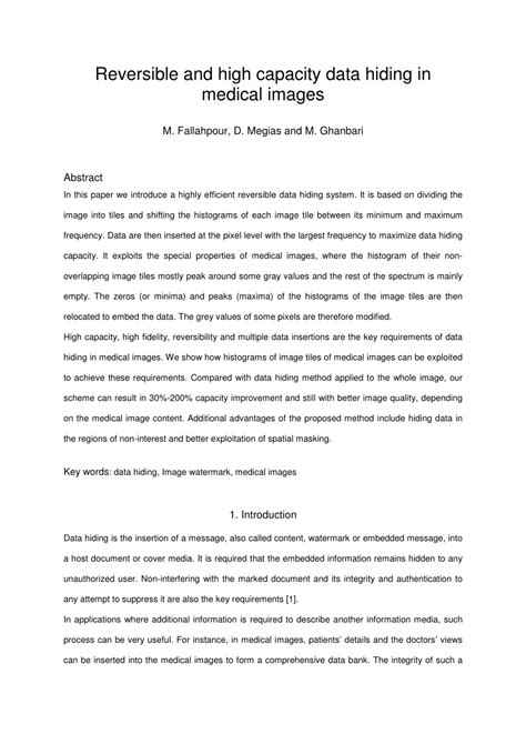 Pdf High Capacity Reversible Data Hiding In Medical Images