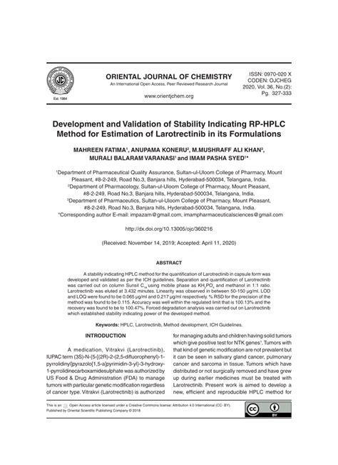 PDF Development And Validation Of Stability Indicating RP HPLC Method For Estimation Of