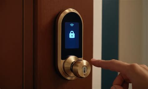 Premium Photo Electronic Door Smart Lock In The Room Closeup