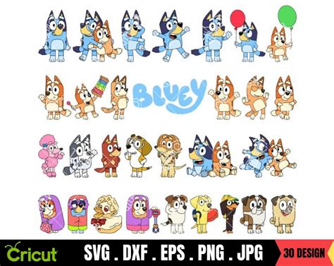 Bluey Characters Bundle Svg Birthday Invitation Svg Bluey Inspire Uplift