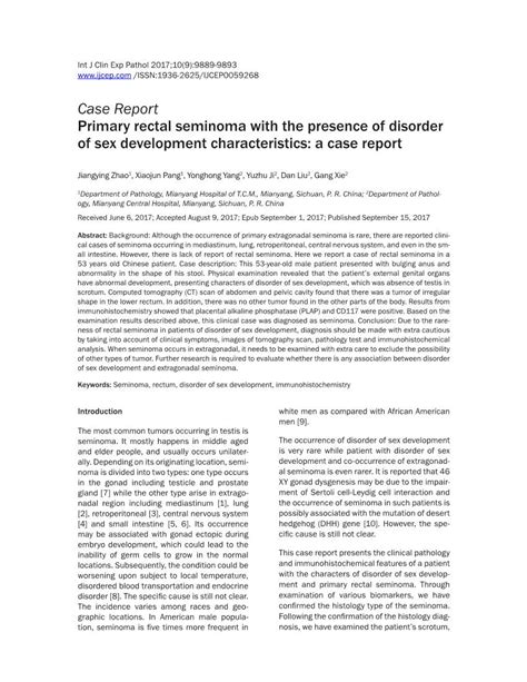 Case Report Primary Rectal Seminoma With The Presence Of Disorder Of