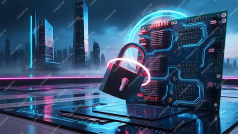 Digital Technology Cyber Security Background Futuristic Digital City Background Premium Ai