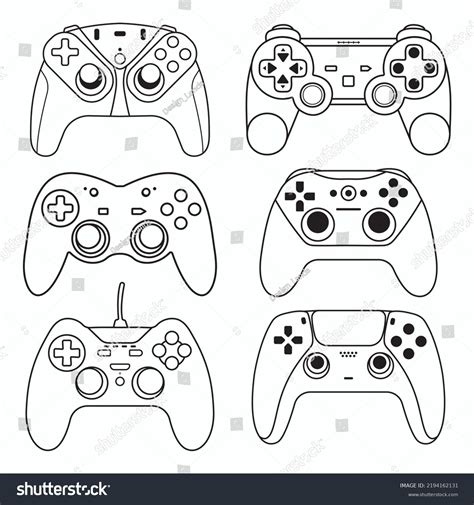 Game Controller Silhouette Outline Game Console Stock Vector Royalty