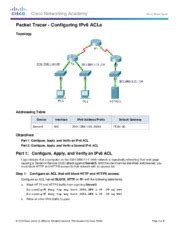 Packet Tracer Configuring Ipv Acls Instructions Packet
