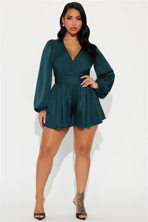 Flowy Era Satin Romper Hunter Fashion Nova