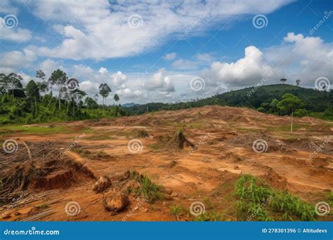 Deforestation Leads To Erosion And Mudslides In The Forest Stock