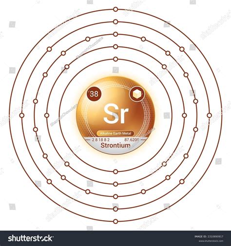 Strontium Sr Element Sphere Electron Shell Stock Vector Royalty Free