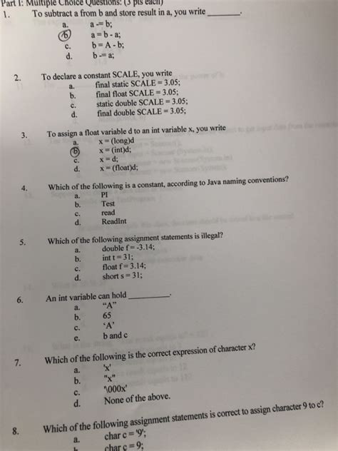 solved part l multiple choice questions 3 pts each 1 to