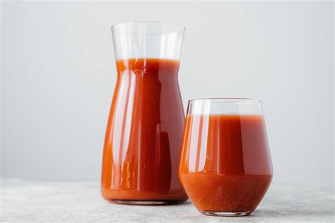 Red Tomato Juice In Glass Isolated Over White Background Vegetable
