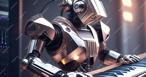 Premium Ai Image Robot Play On Synthesizer Future Art Illustration