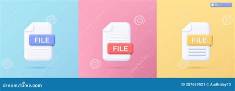 3d File Format Set Icon Symbol Document Illustration With Colorful Badges Concept Stock Vector