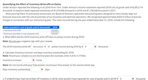 Solved Quantifying The Effect Of Inventory Write Offs On Chegg