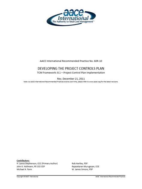 60r 10 Developing The Project Controls Plan Download Free Pdf Risk Management Risk