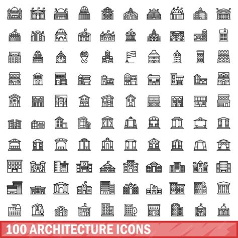 Premium Vector 100 Architecture Icons Set Outline Style