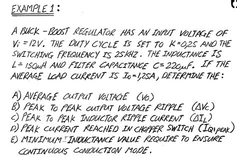 Solved Example 1 A Buck Boost Regulator Has An Input