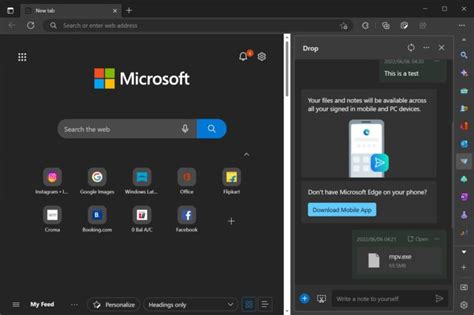 Microsoft Edges Drop Feature Allows Easy File Sharing Between Phone