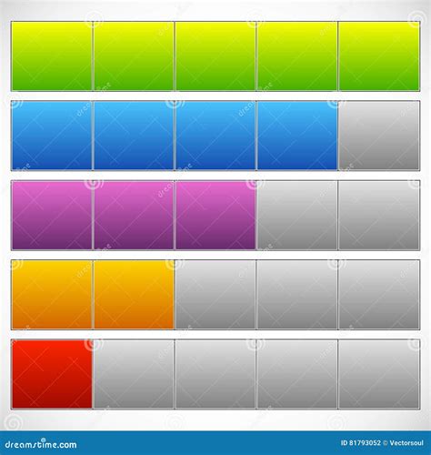 Progress Step Phase Indicators Simple 5 Step Progress Bars Cartoon