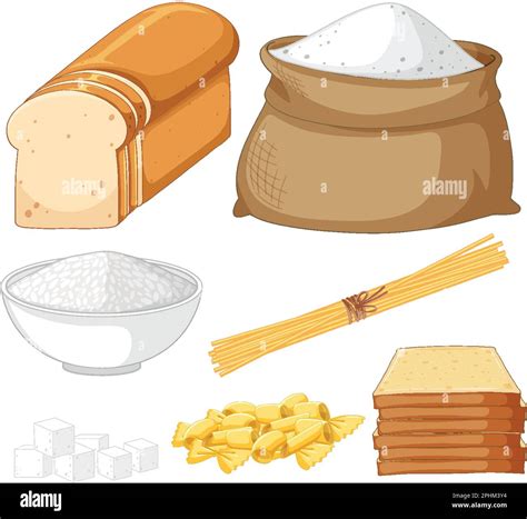 Variety Of Carbohydrates Foods Illustration Stock Vector Image And Art
