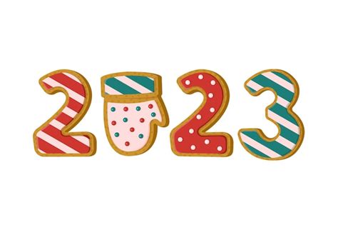 Neujahr 2023 In Form Von Lebkuchen Jahreszahl Als Kekse Premium Vektor