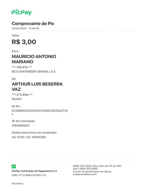 Comprovante Picpay Pix 22 04 2024 13 07 20 Pdf