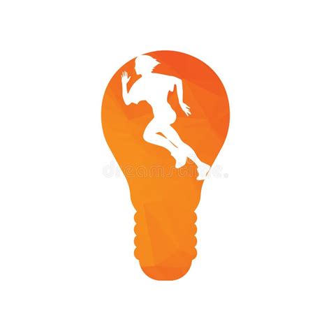 Running Woman Side View Vector Illustration Inside The Shape Of Blub