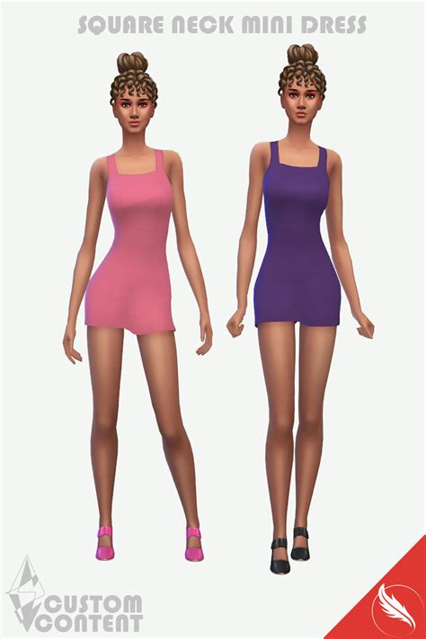 The Sims 4 Mini Dress Cc The Sims 4 Square Neck Mini Dress
